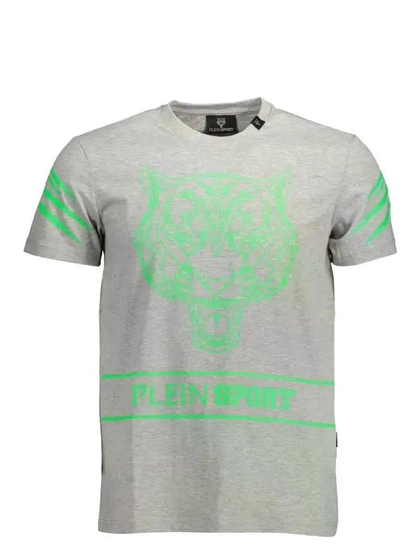 PLEIN SPORT Tiger-print Cotton T-shirt - Grey
