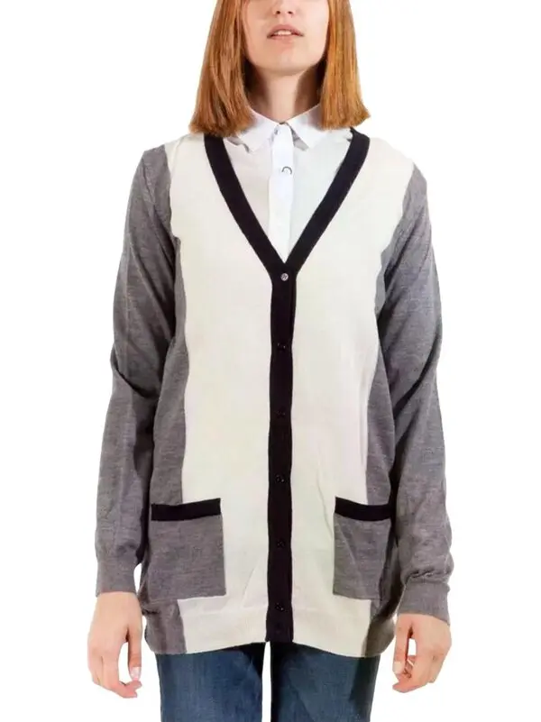 Gant Colour-block Wool Cardigan - Grey