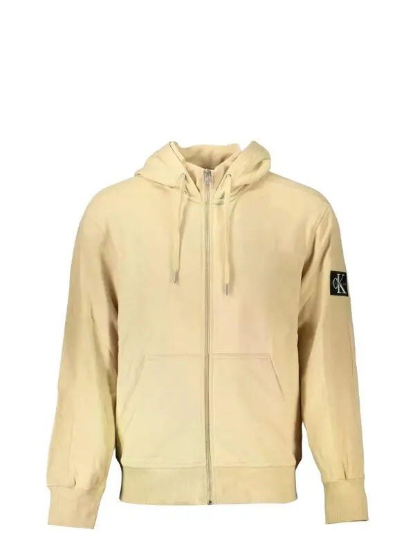Calvin Klein Logo-patch Zip-up Hoodie - Neutrals