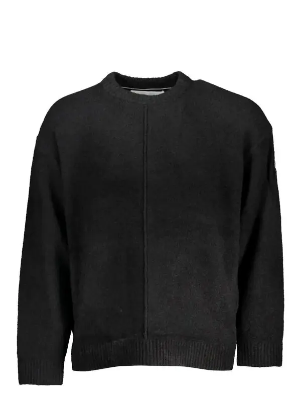 Calvin Klein Seam-detail Crew-neck Cotton Sweater - Black