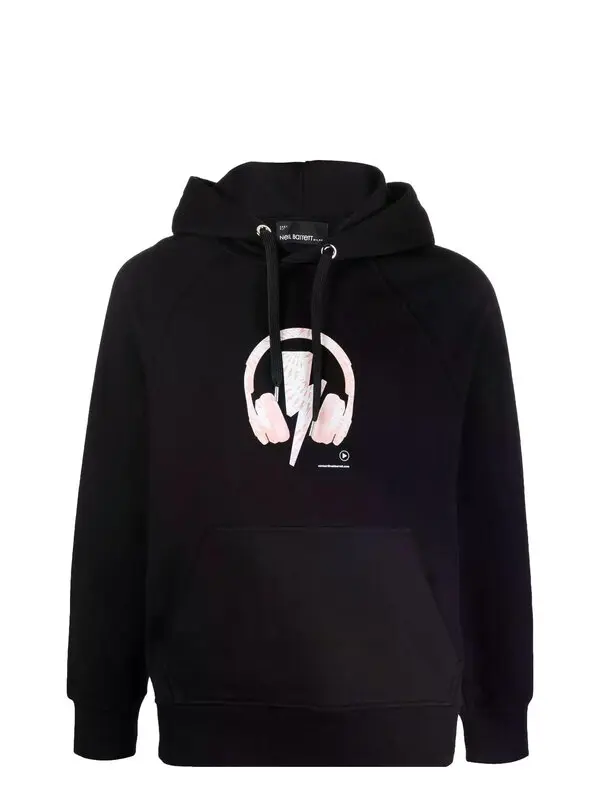 Neil Barrett D.j. Bolt Printed Hoodie - Black