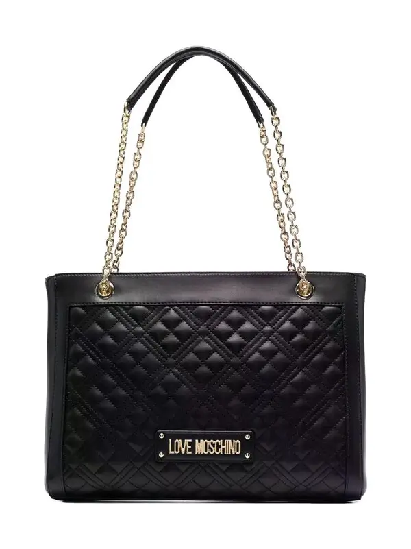 Moschino Logo-lettering Quilted Tote Bag - Black