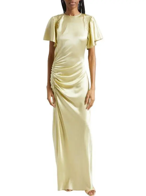 Veronica Beard Huntleigh Side Ruched Gown - Pistachio