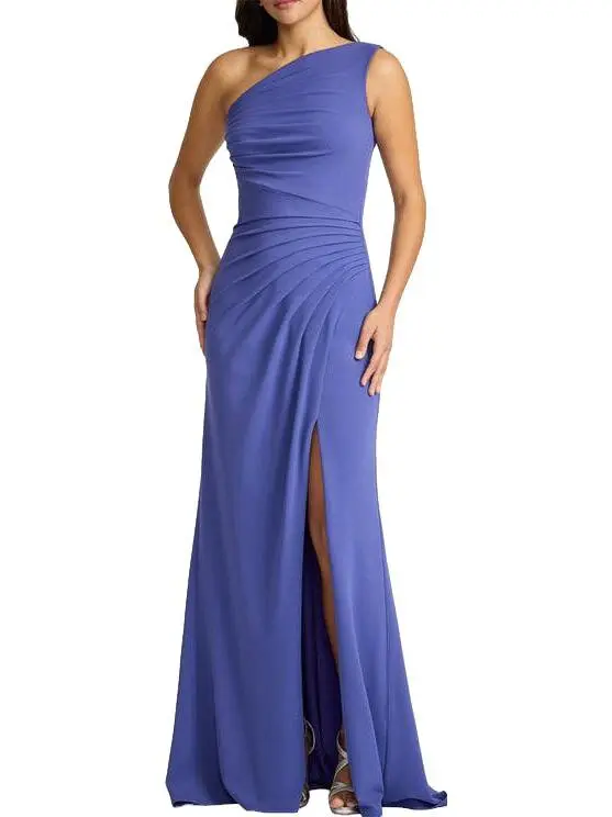 Tadashi Shoji Pleated One-shoulder Crepe Gown - Violet
