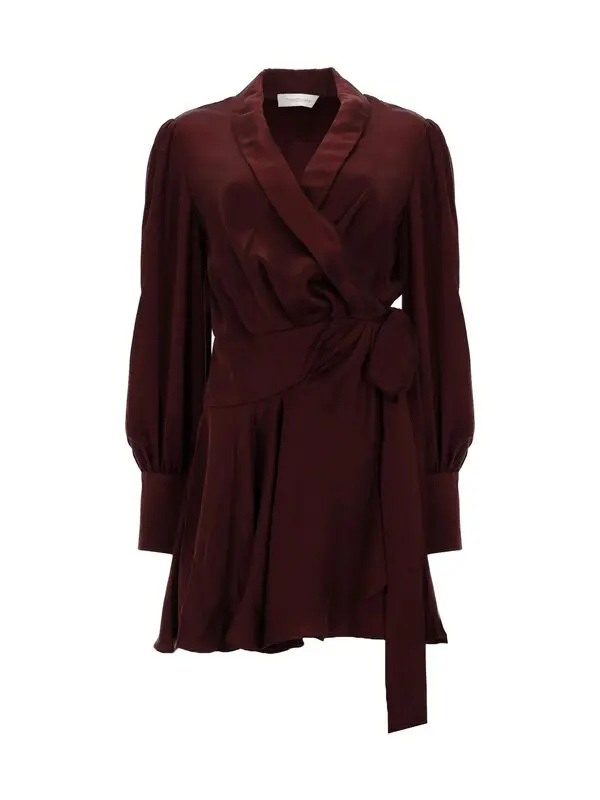 Zimmermann Mini Wrap Dress - Bordeaux