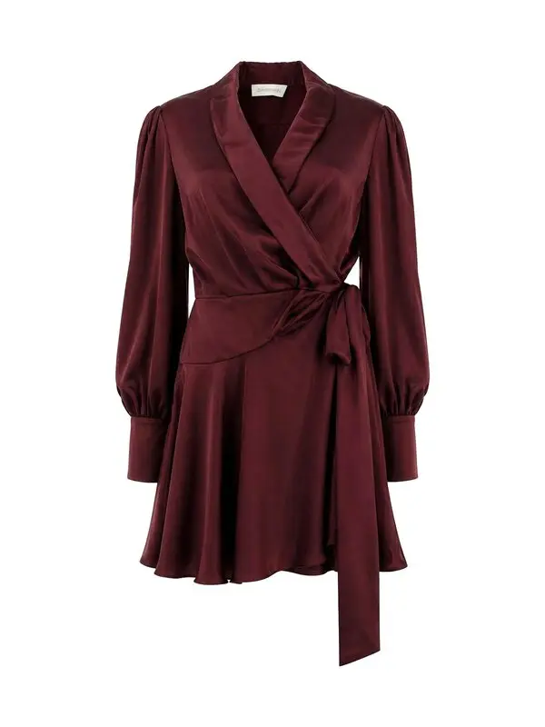 Zimmermann Mini Wrap Dress - Bordeaux