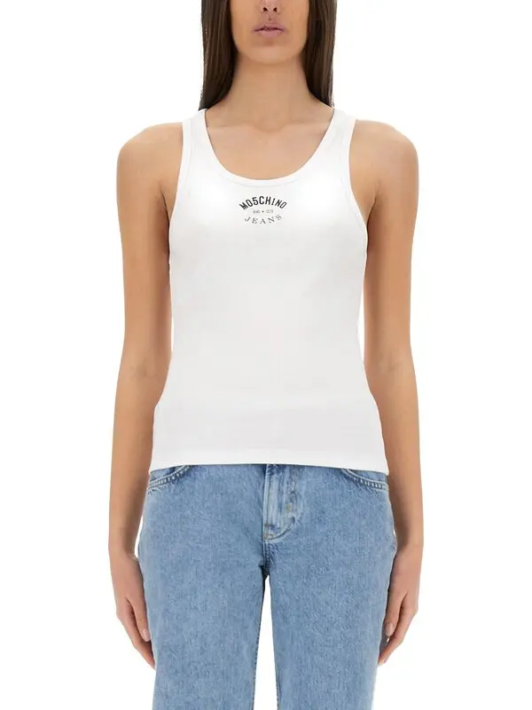 Moschino Logo Slim Fit Top - White