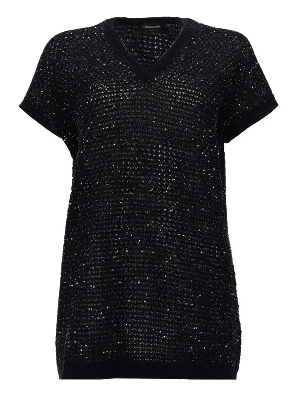 Fabiana Filippi Maglia Con Paillettes - Blue