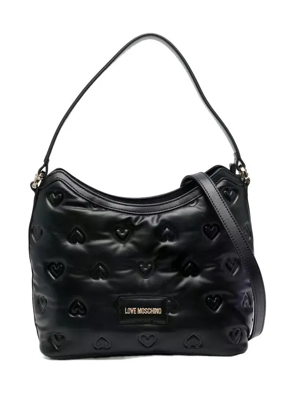 Moschino Heart-embossed Shoulder Bag - Black