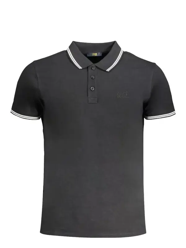 Roberto Cavalli Embroidered-logo Tipped Polo Shirt - Black
