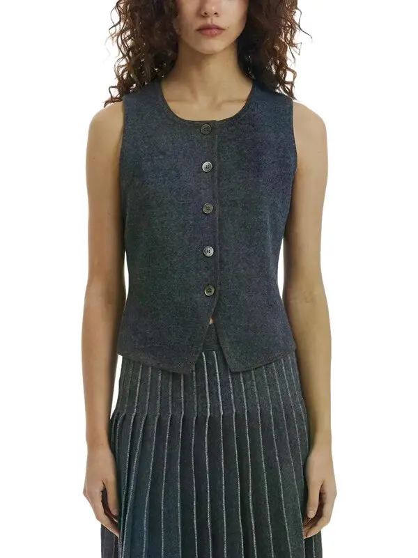 CRUSH COLLECTION Button-front Sleeveless Top - Blue
