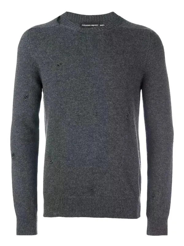 Alexander McQueen Distressed Cashmere Jumper - Grey