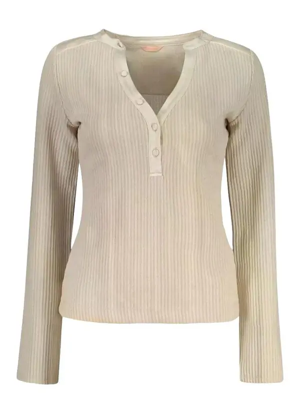 Guess Ribbed-knit V-neck Sweater - Neutrals