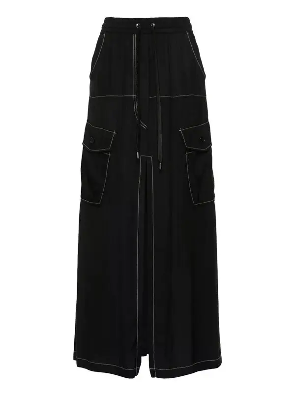 Pinko Contrast-stitching Midi Skirt - Black