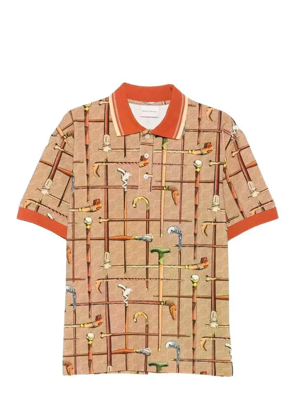 Drole De Monsieur Cannes-print Polo Shirt - Brown
