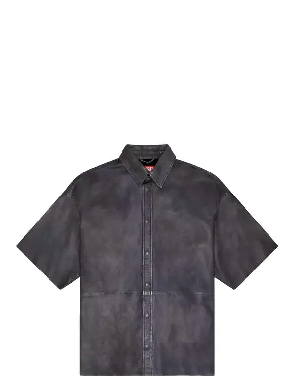 DIESEL® S-emin-lth Leather Shirt - Black