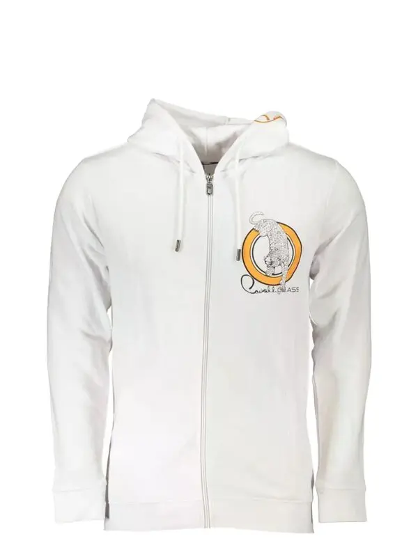 Roberto Cavalli Leopard-print Zip-up Sweatshirt - White