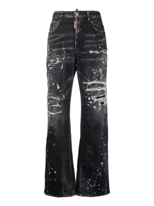 Dsquared2 Distressed Bootcut Jeans - Black