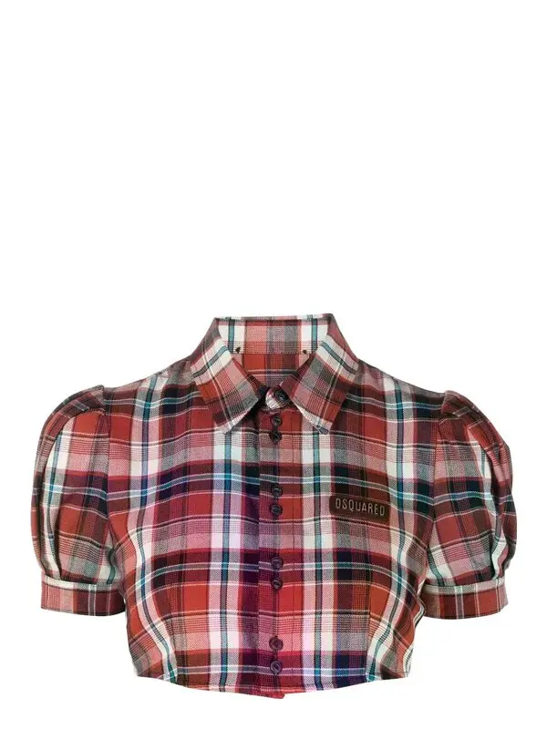 Dsquared2 Checked Puff-sleeve Shirt - Red