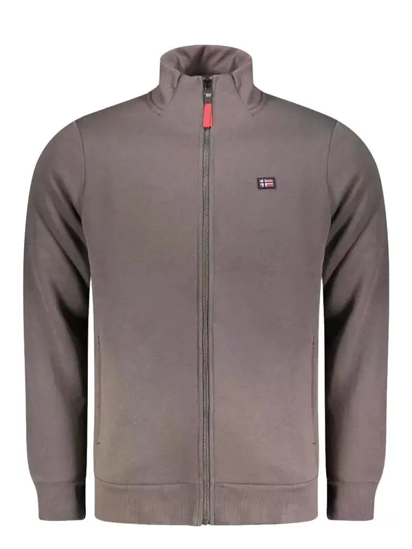 NORWAY 1963 Logo-patch Zip-up Sweater - Brown