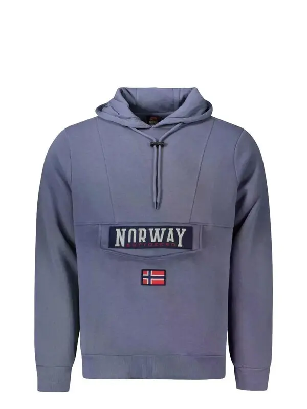 NORWAY 1963 Logo-patch Drawstring Hoodie - Blue