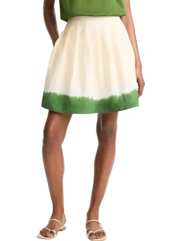 Vince Dip Dye Pleated Skirt - Porcelain/herba