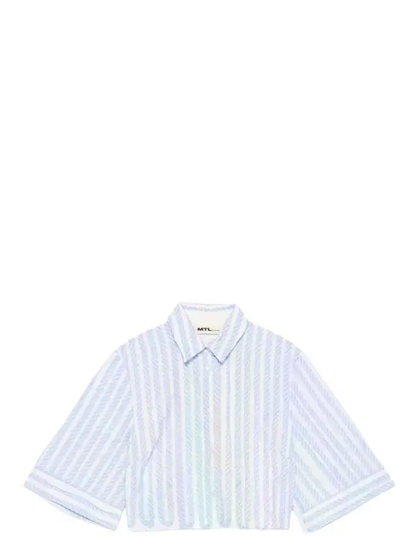 MTL STUDIO Striped Cropped Shirt - Blue