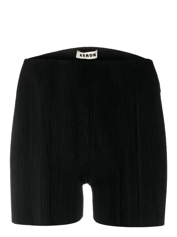 AERON Ribbed-knit Mini Shorts - Black