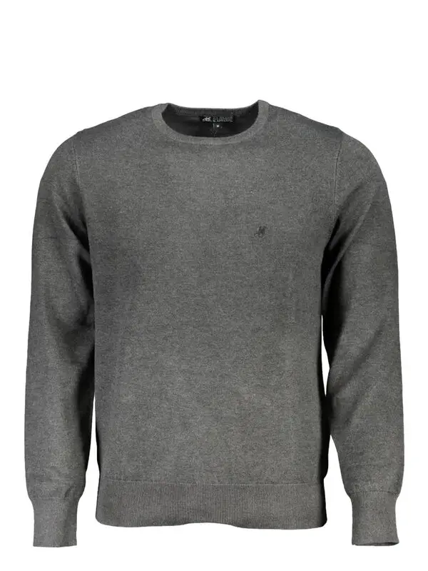 U.S. Grand Embroidered-logo Crew-neck Sweater - Grey