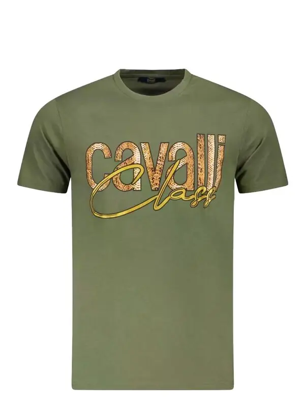 Roberto Cavalli Snakeskin-textured Logo T-shirt - Green