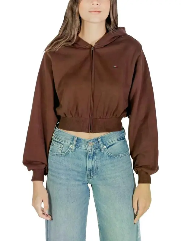 Tommy Hilfiger Cropped Zip-up Hoodie - Brown