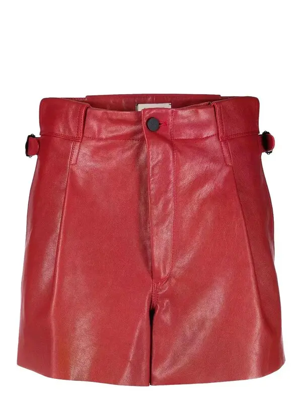 THE MANNEI High-rise Leather Shorts - Red
