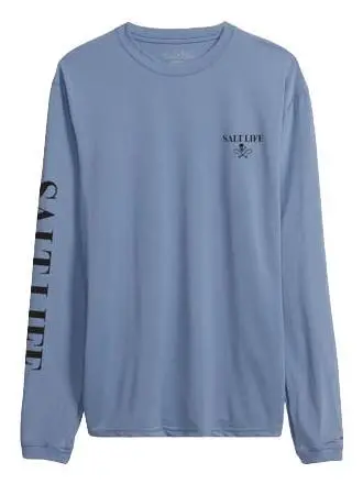 SALT LIFE Boneyard Long Sleeve Slx Performance Tee - Harbor Blue Heather