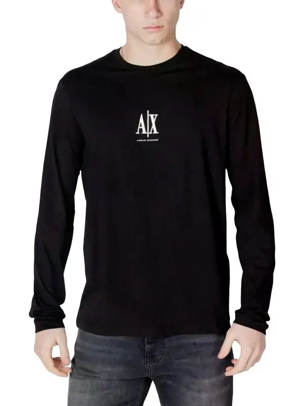 Armani Exchange Logo-embroidered Long-sleeve T-shirt - Black