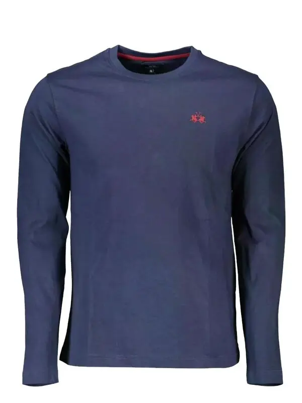 LA MARTINA Logo-embroidered Long-sleeved T-shirt - Blue