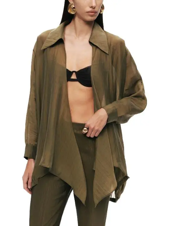 NOCTURNE Fluid Open-front Shirt - Khaki