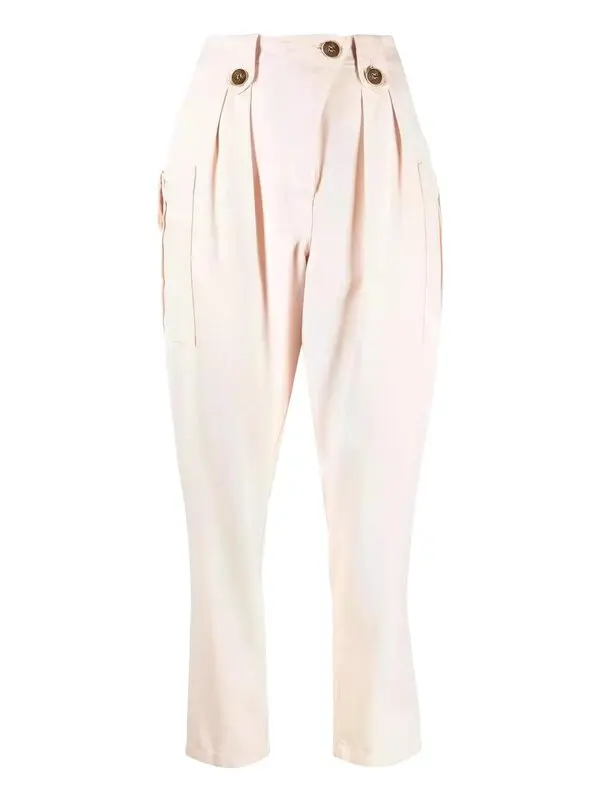 Elisabetta Franchi Cropped Tapered-leg Trousers - Neutrals