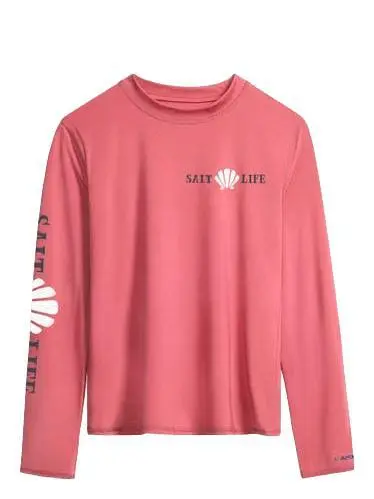 SALT LIFE Turtle Performance Long Sleeve Tee - Flamingo Heather
