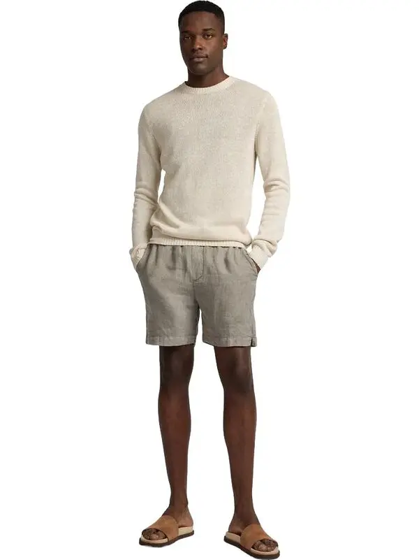 Onia Silk Linen Long Sleeve Crewneck Sweater - Taupe