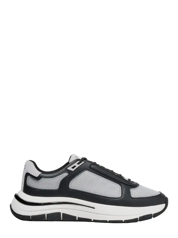 MALLET Alton Leather And Mesh Trainers - Grey/black