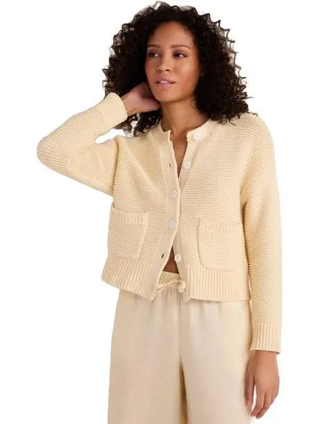 HAVEN WELL WITHIN Cotton Link Stitch Cardigan - Corn Stalk