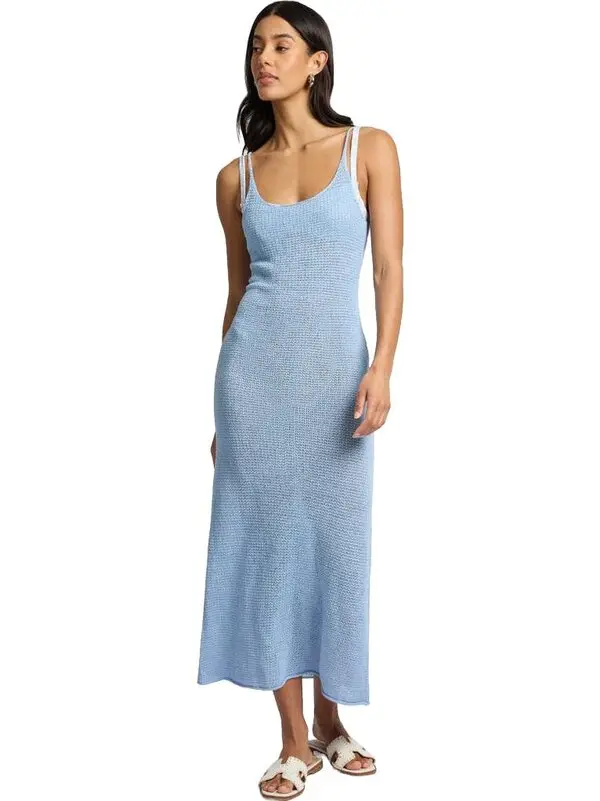 Onia Textured Linen Scoop Neck Maxi Dress - Sky