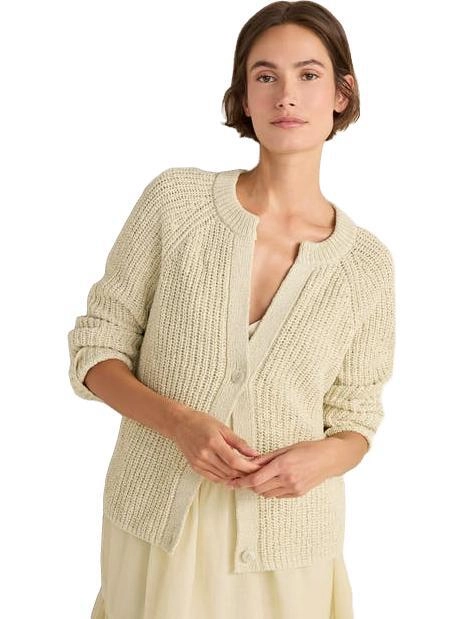 HAVEN WELL WITHIN Cotton Tape Yarn V-neck Cardigan - Celery Leaf