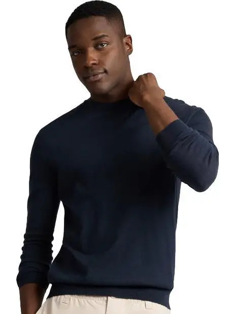 Onia Fine Cotton Knit Long Sleeve Crewneck Sweater - Midnight