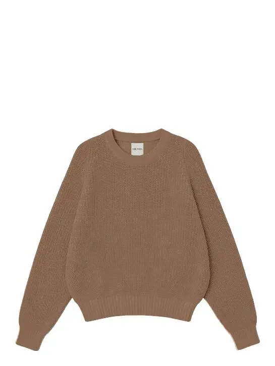 VIR VITA Cotton Crew Neck Sweater - Bark