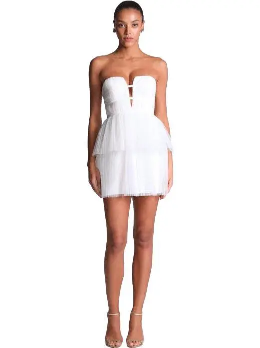 Bcbgmaxazria Tiered Tulle Mini Dress - Snow White