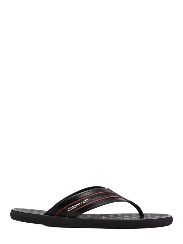 Corneliani Logo Thong Sandals - Black