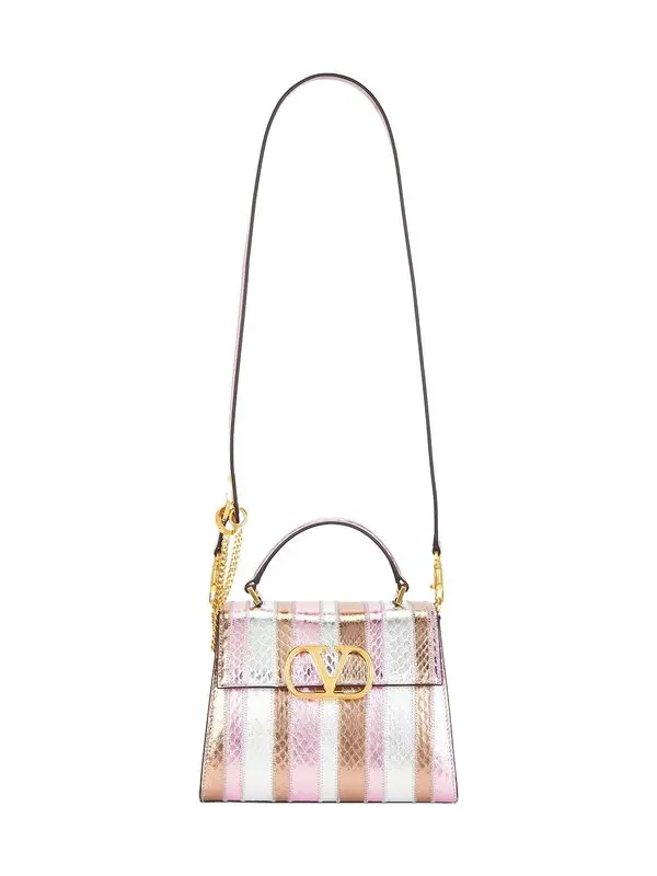 Valentino Garavani Vsling Elaphe Striped Top Handle Bag - Rosa, Giacinto, & Old Rose