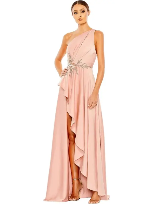 Mac Duggal Embellished One Shoulder Gown - Pink