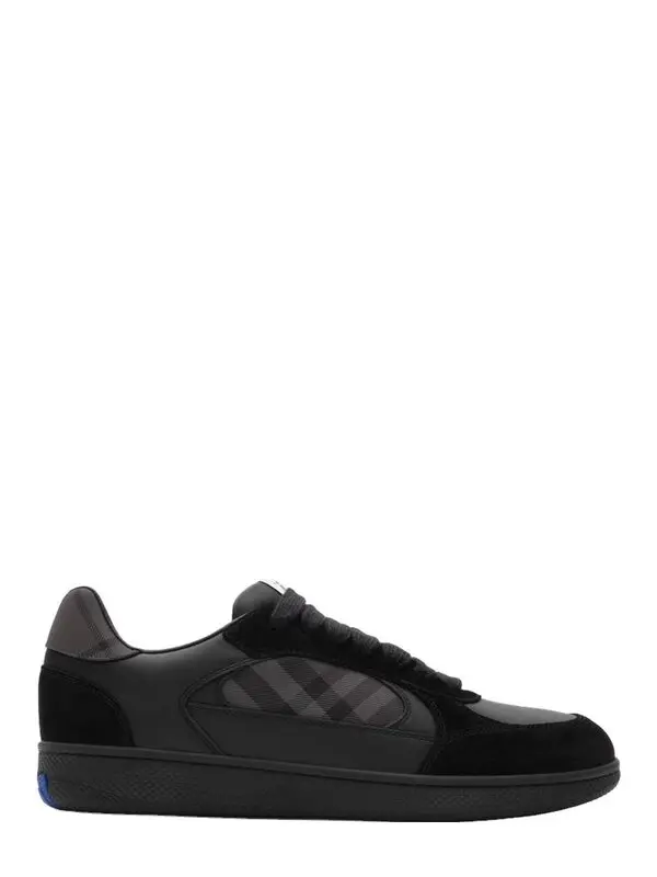 Burberry Leather, Suede And Check Terrace Sneakers - Black/lead Grey